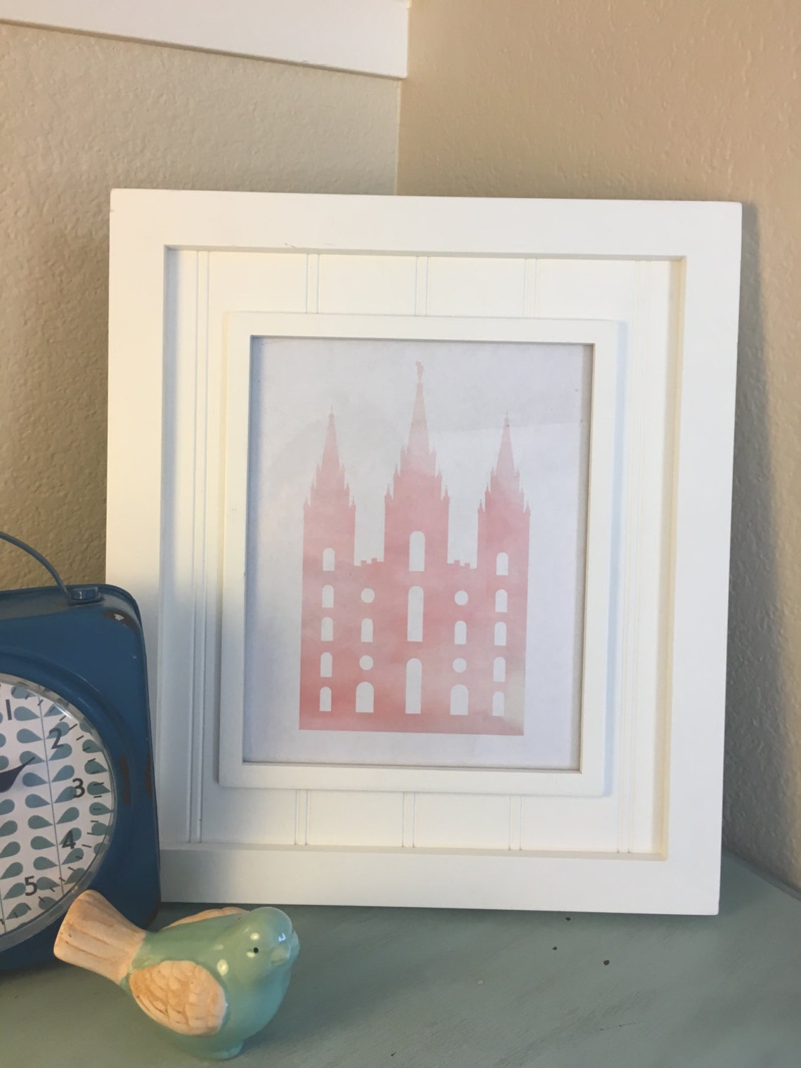 Pink Watercolor Silhouette of an LDS Temple - Etsy