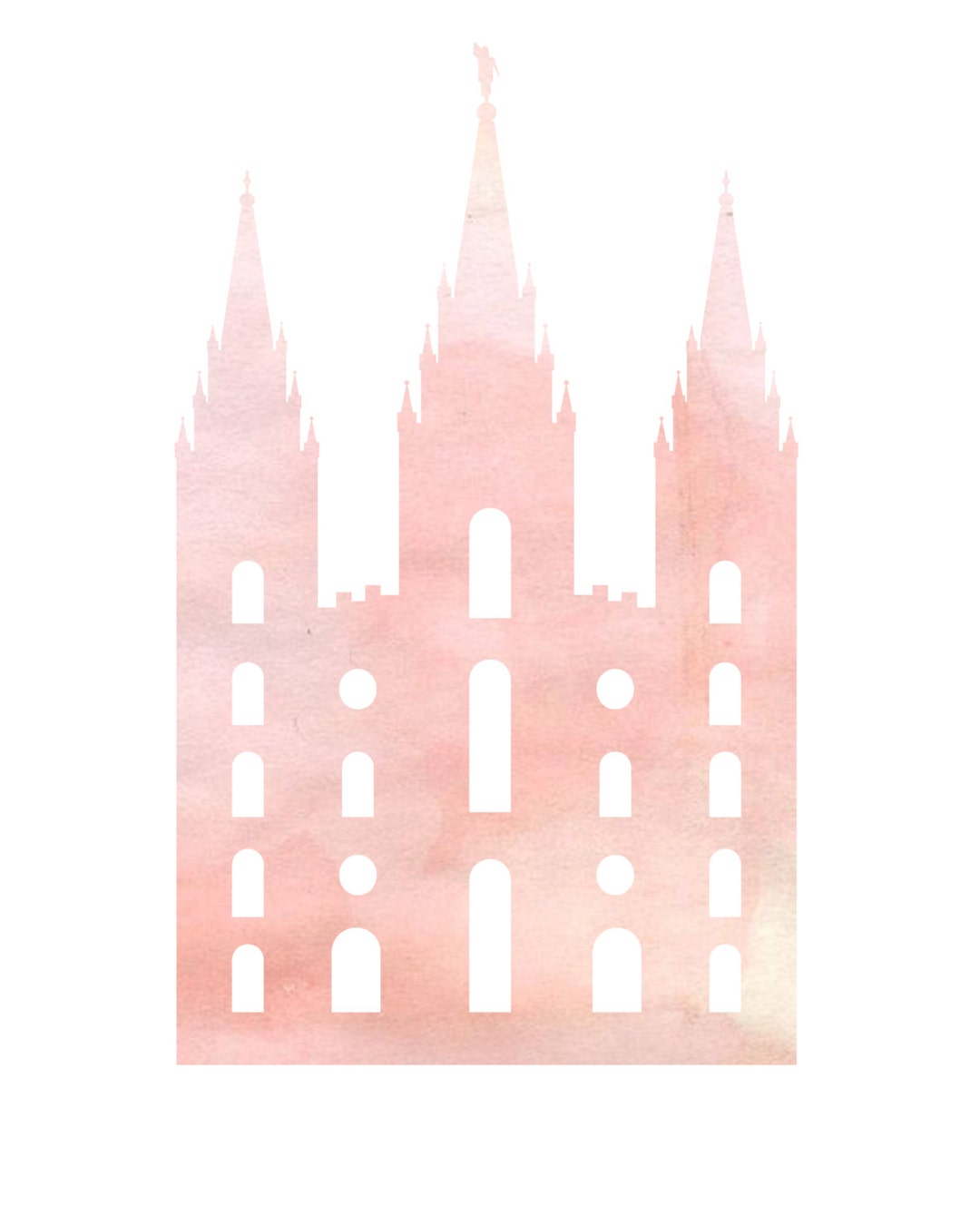 Pink Watercolor Silhouette of an LDS Temple - Etsy