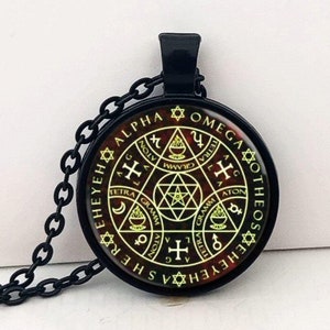 Enochian Sigil Pendant Talisman + Gift Box - Alpha Omega Necklace ...