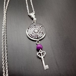 Wheel of Hekate Goddess With Key Pendant Necklace + Gift Box - Triple ...