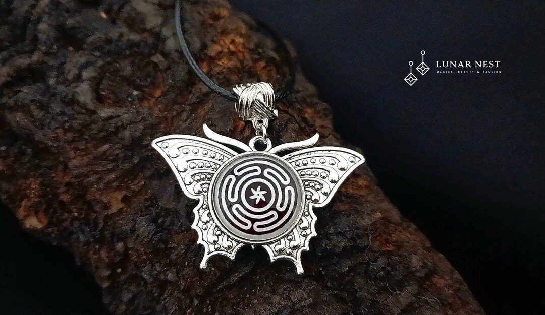 Hekate Wheel Moth Pendant + Gift Box - Necklace Witchcraft Hecate Moon ...