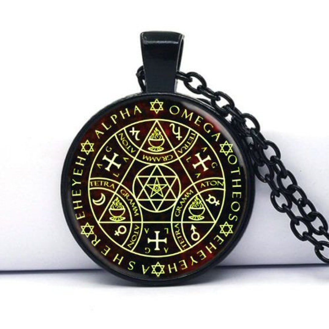Enochian Sigil Pendant Talisman Gift Box Alpha Omega Necklace ...