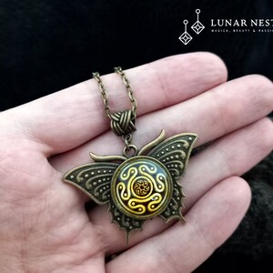 Hekate Wheel Moth Pendant + Box - Necklace Witches Hecate Moon Goddess ...