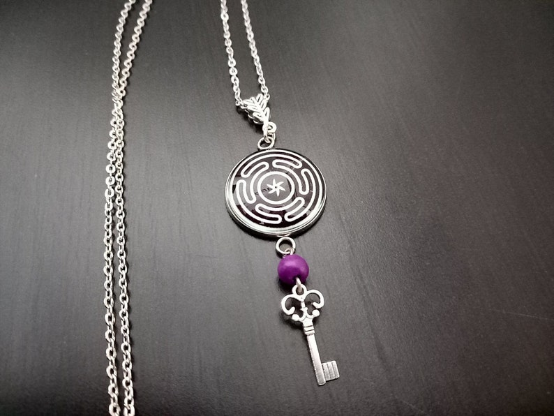 Wheel of Hekate Goddess With Key Pendant Necklace + Gift Box - Triple ...
