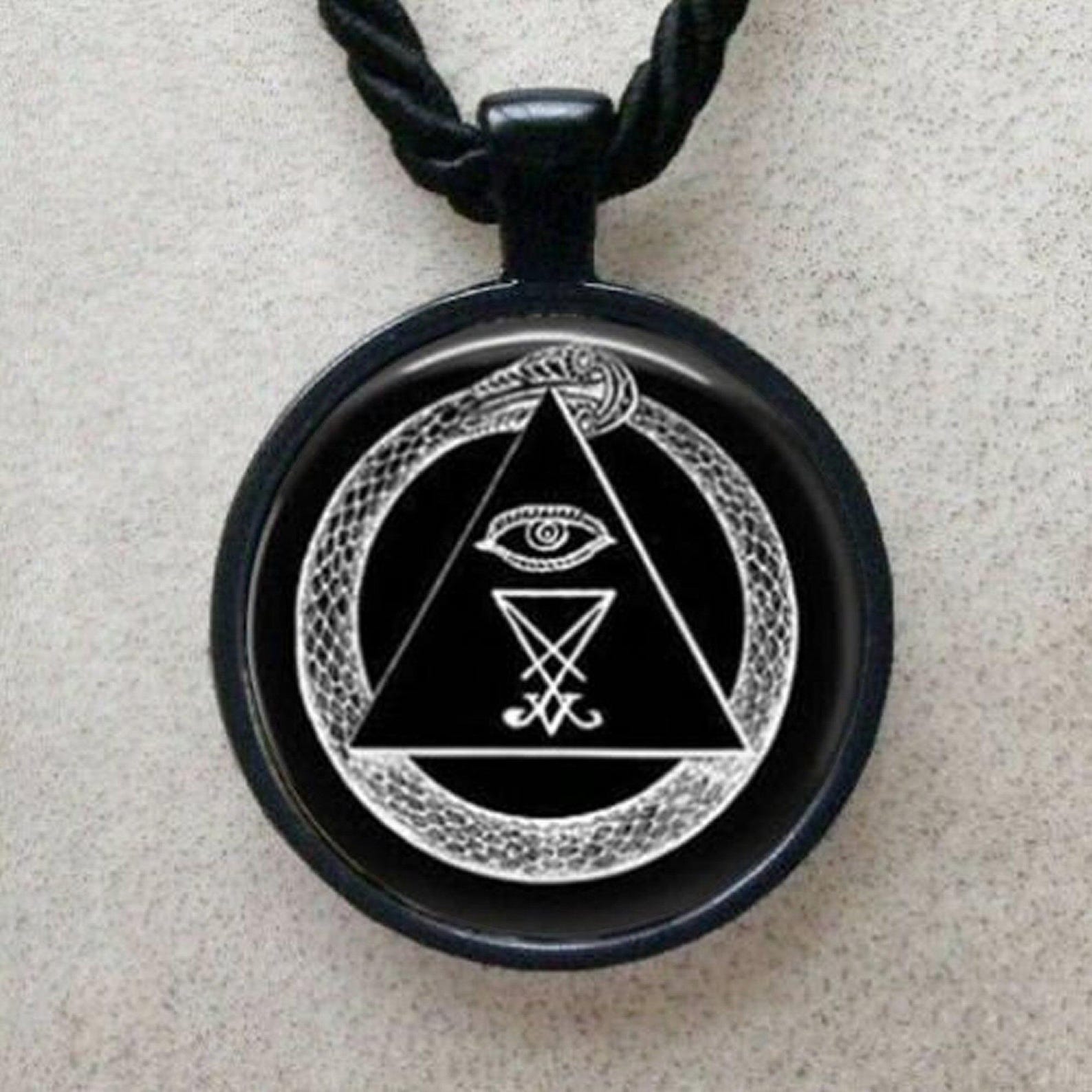 Ouroboros Lucifer Sigil & Illuminati Occult Symbol Pendant Necklace ...