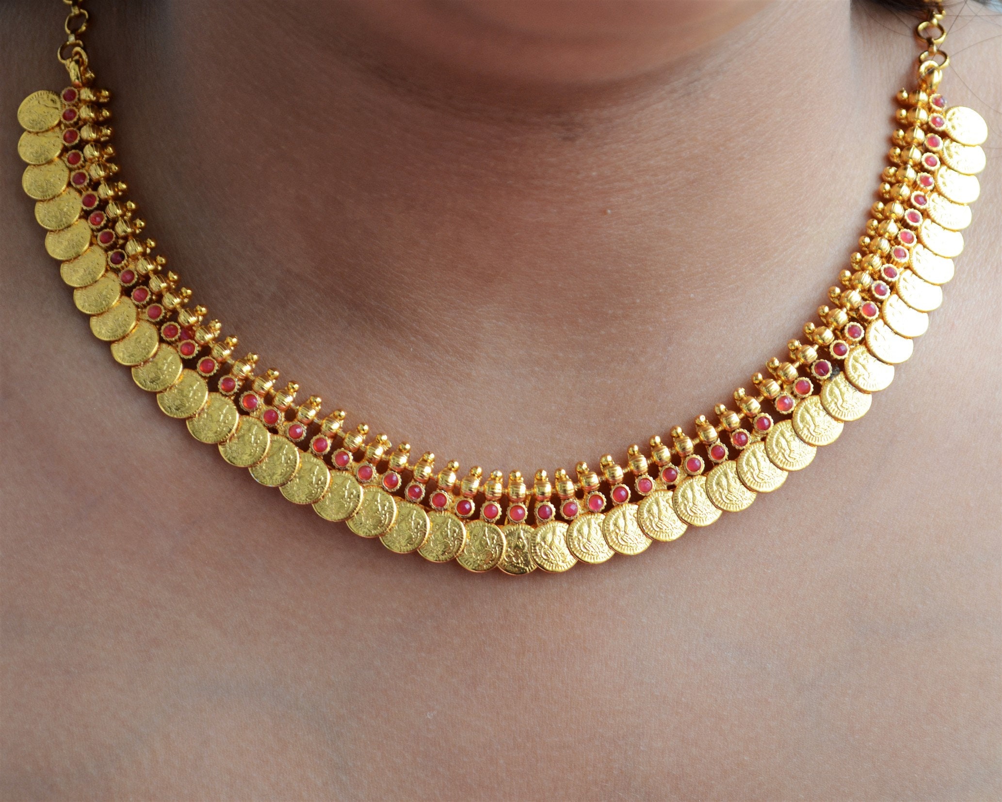 South Indian Coin Necklace Set Temple Jewelry Set - Etsy