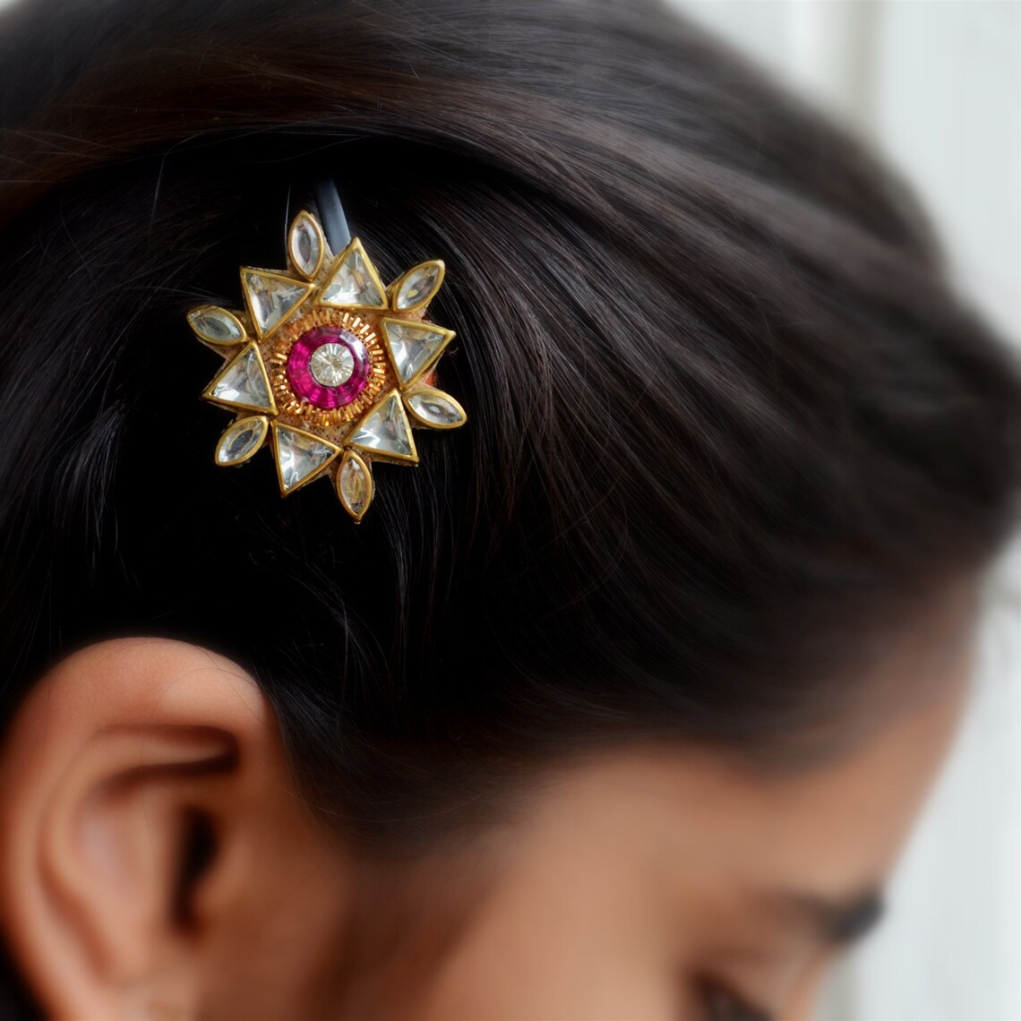 Indian Hair Accessories Flower Hair Clips Gold Hair | Etsy