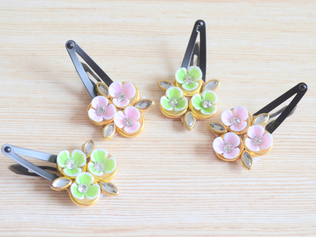 Indian Hair Accessories, Flower Hair Clips for Girls, Wedding Hair ...
