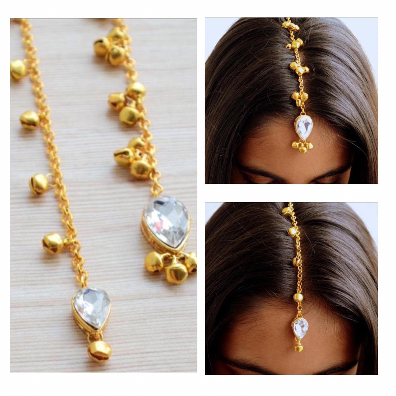 Gold Maang Tikka Indian Tikka Headpiece Kundan Hair Jewelry Etsy