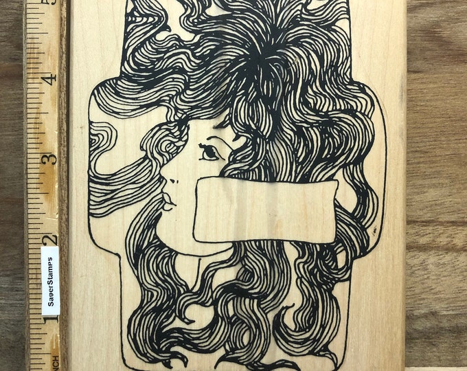 Rubber Stamp - Woman Face and Hair by Limited Edition - Image for Card ...