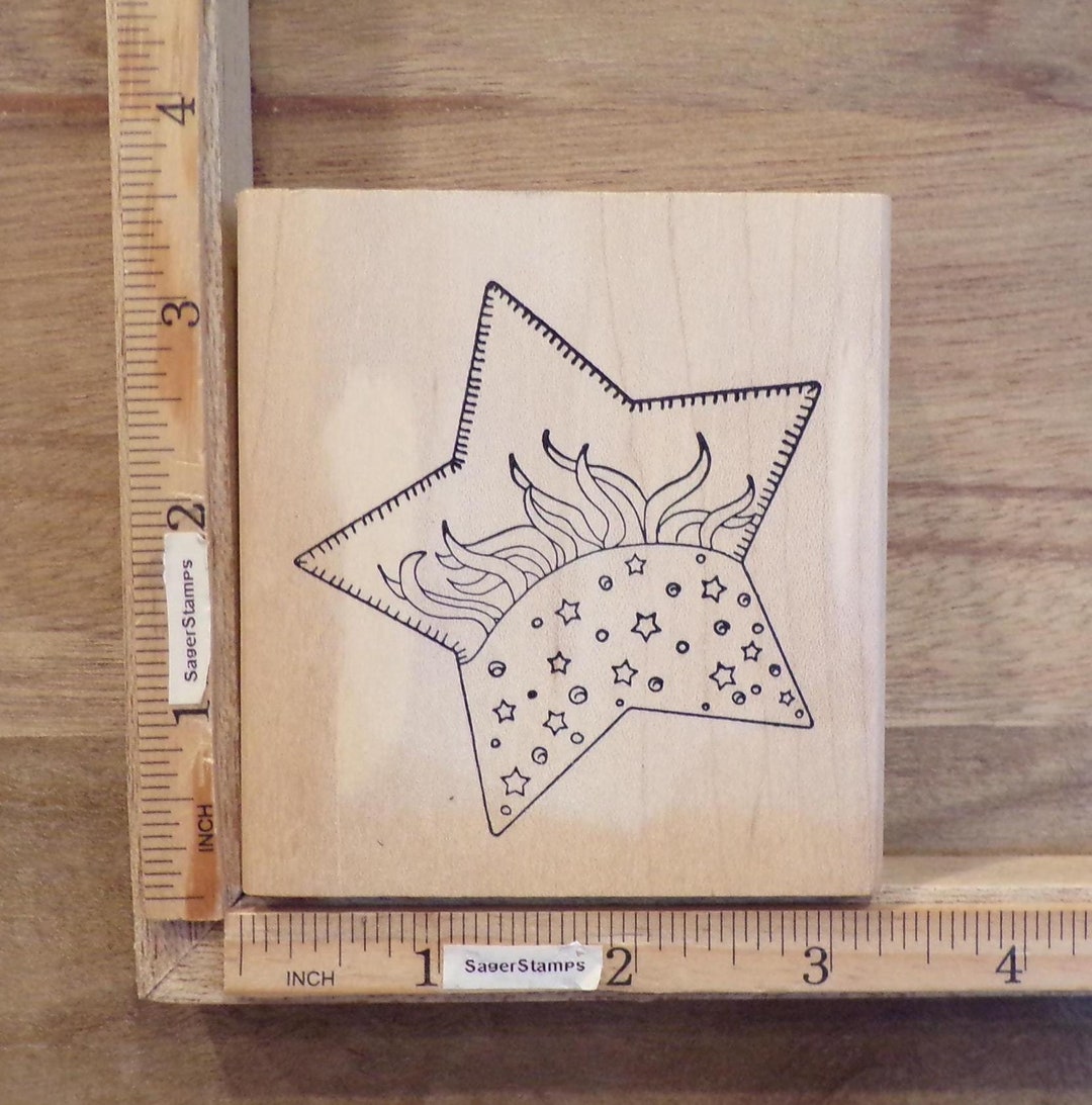 Rubber Stamp - Star With Stars by Paper Parachute - Celestial Themed ...