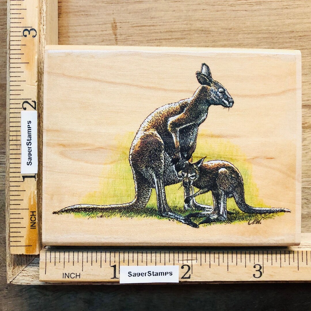 Rubber Stamp - Red Kangaroo and Joey by Stampa Rosa - Australia Image ...