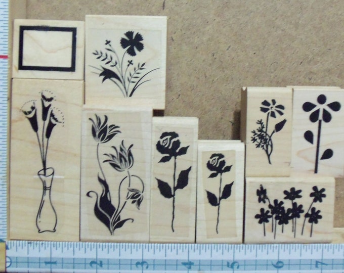 Set of 9 Rubber Stamp Flowers Endless Creations - Etsy