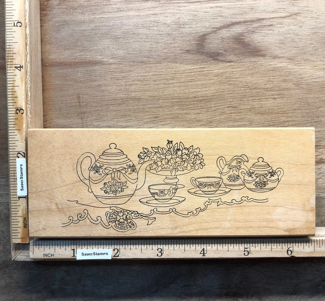 Rubber Stamps Tea Set by Stamps Happen Tea Set With Rose - Etsy