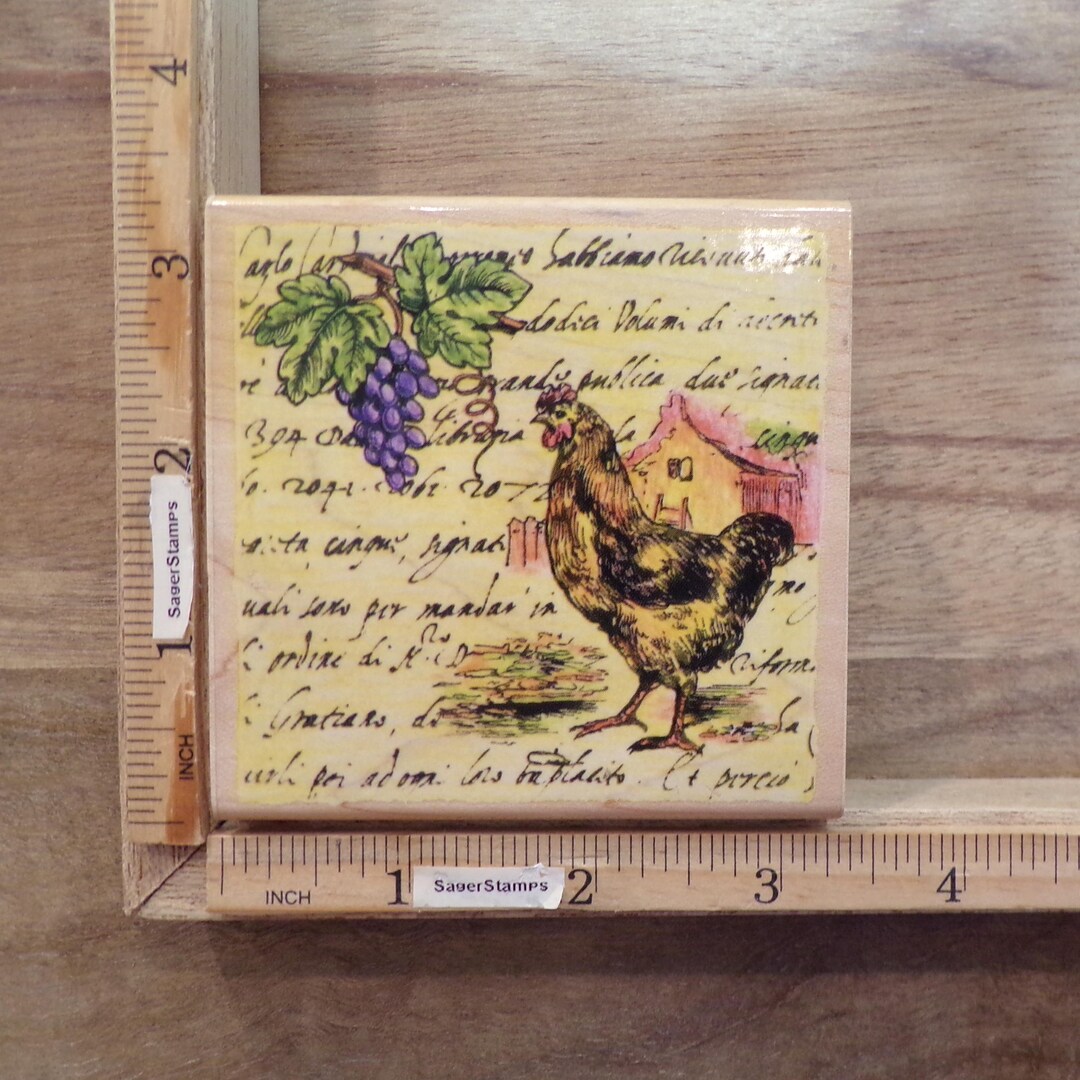 Rubber Stamp - Rooster Collage by Rubber Stampede - Provencial Image ...