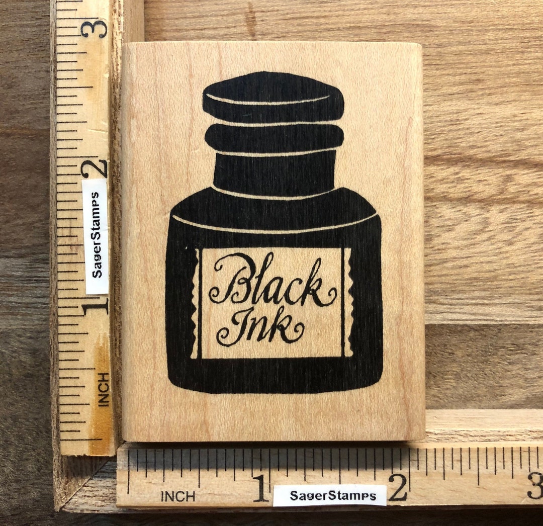 Rubber Stamp - Black Ink Bottle by A Stamp in the Hand - Antique Image ...