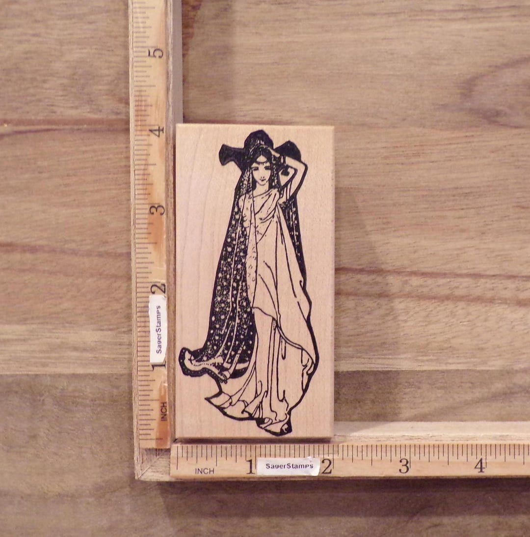 Rubber Stamp - Art Deco Woman by Rubber Poet - Woman Image for Card ...