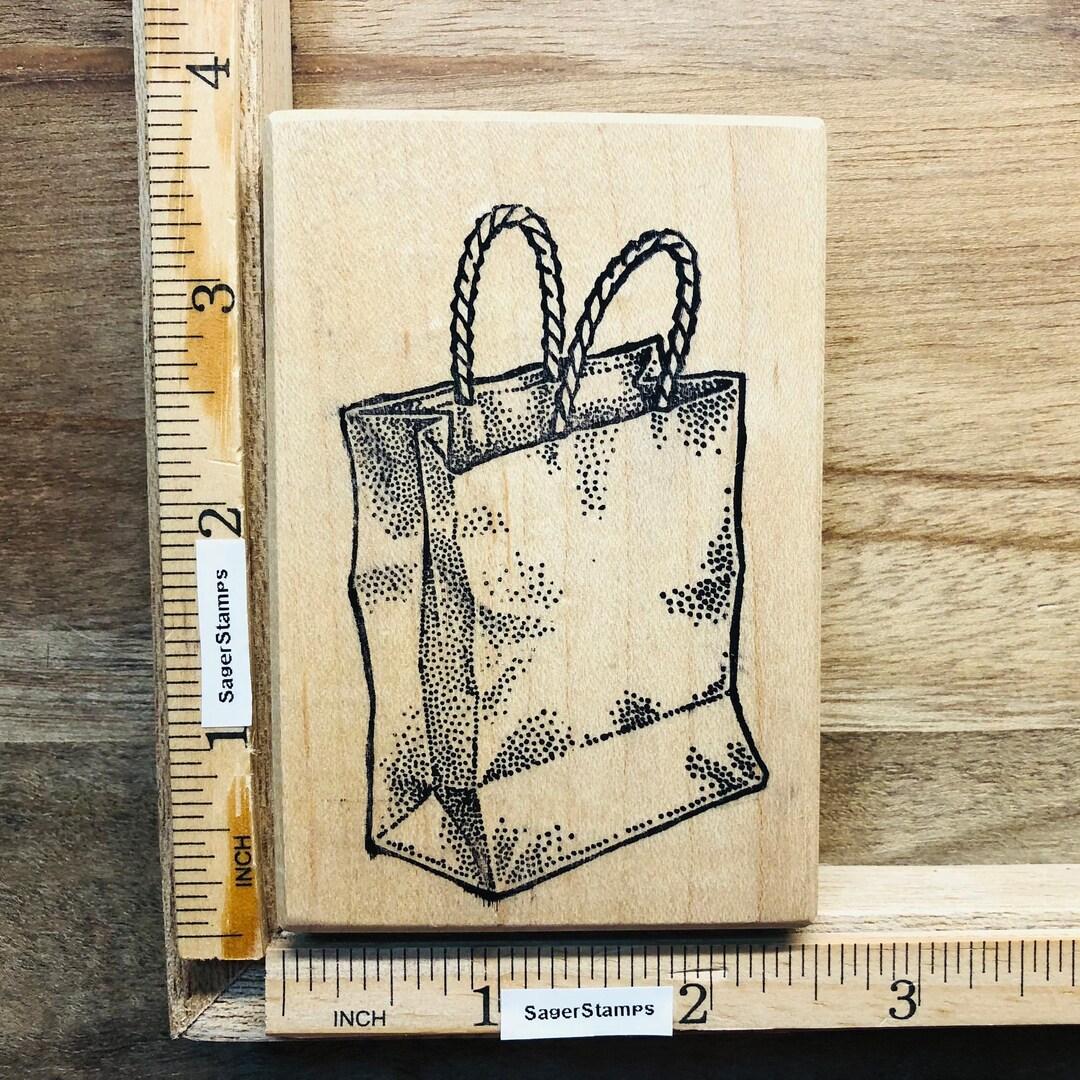 Rubber Stamps - Paper Bag With Handle by Toomuchfun Rubberstamps ...