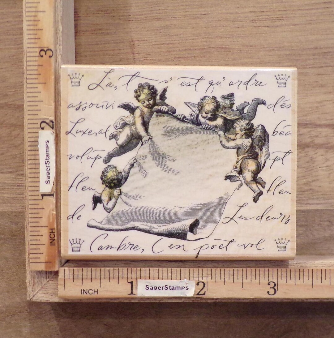 Rubber Stamp - Cherub Scroll by Hero Arts/artprints - Script Collage ...