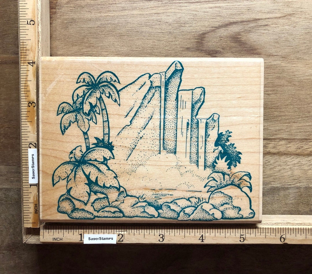 Rubber Stamp - Jungle Waterfall by Stamp Oasis - for Card Making, Art ...