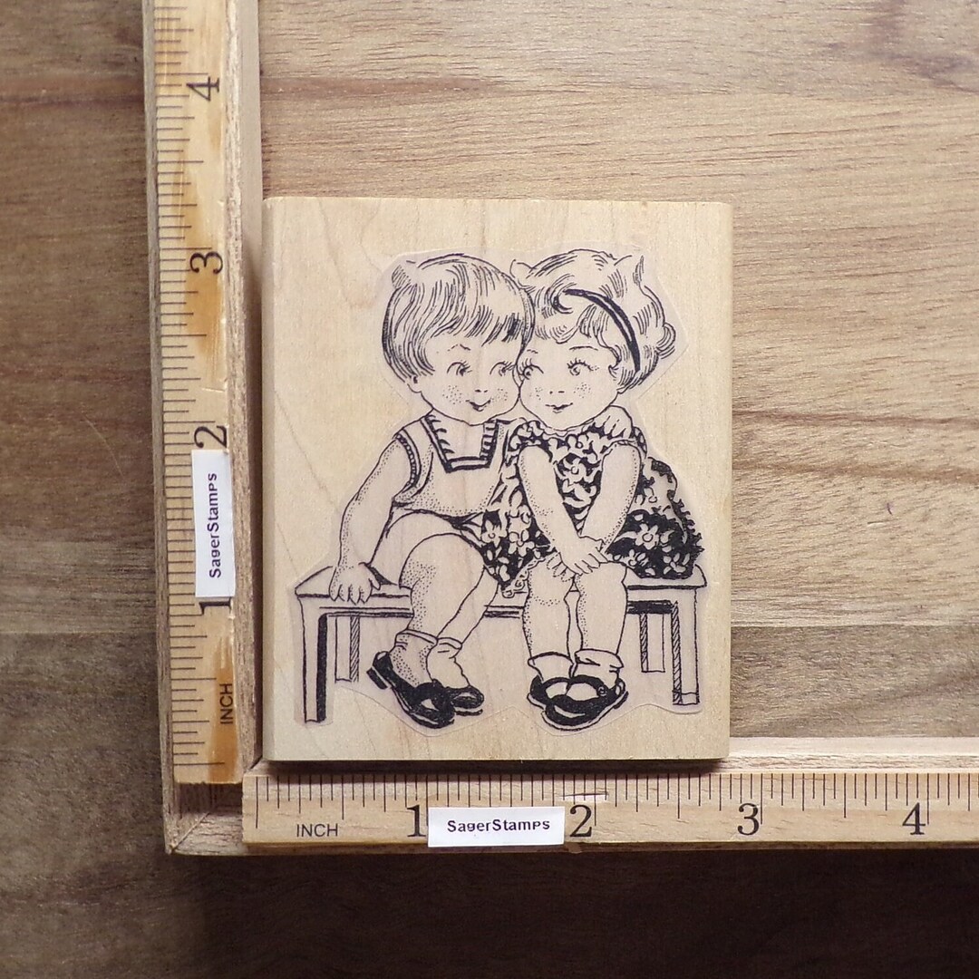 Rubber Stamp Children on Bench by Vivalas Vegas Stamps - Etsy