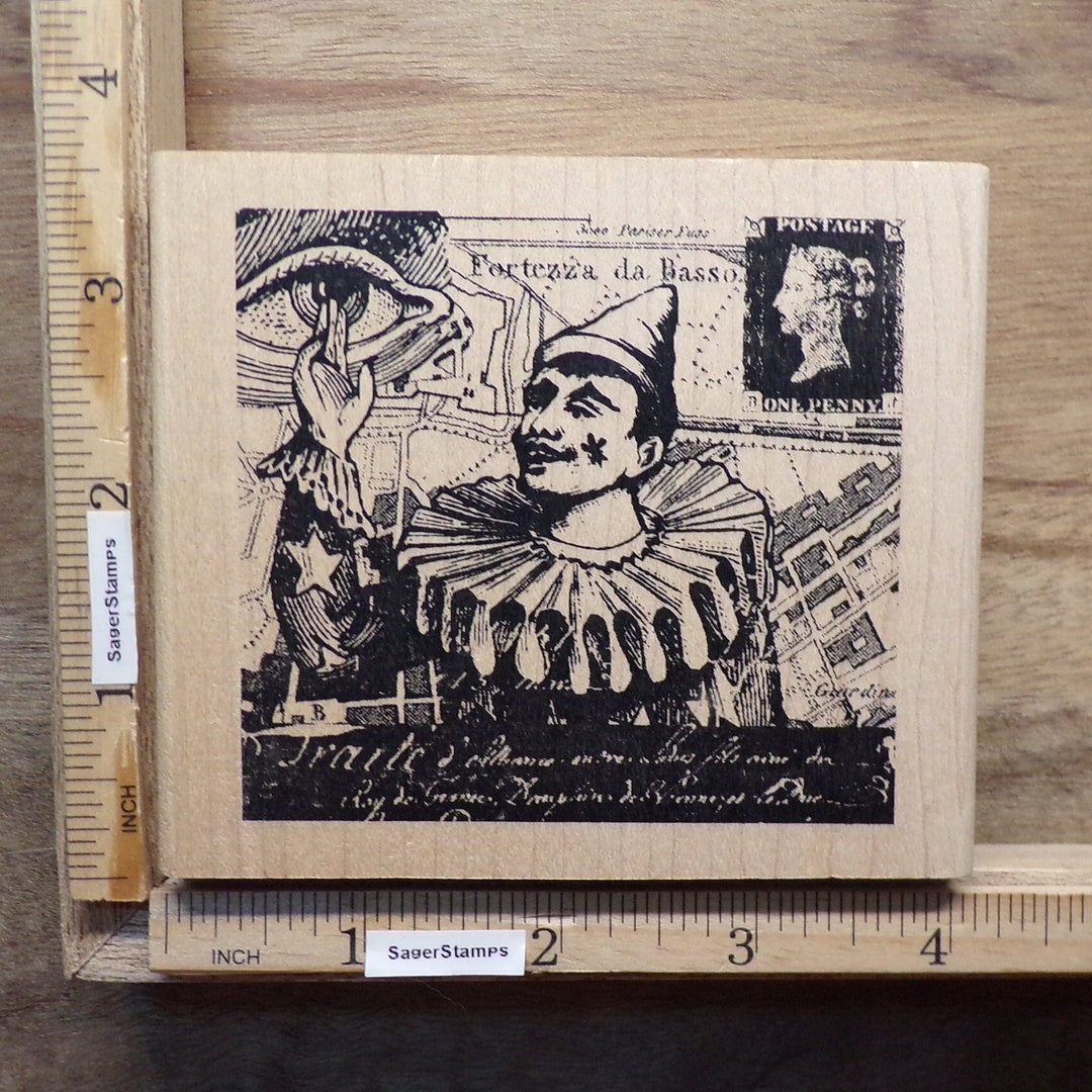 Rubber Stamp - Pierrot Clown Collage by Stampers Anonymous - Card ...