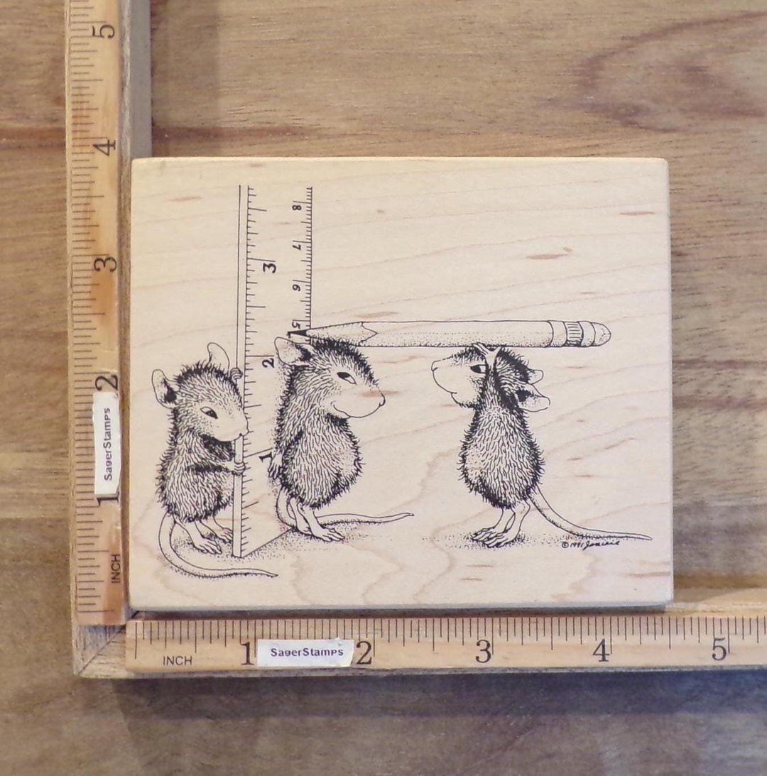 Rubber Stamp - Ruler & Pencil House Mouse by Stampa Rosa - Image for ...