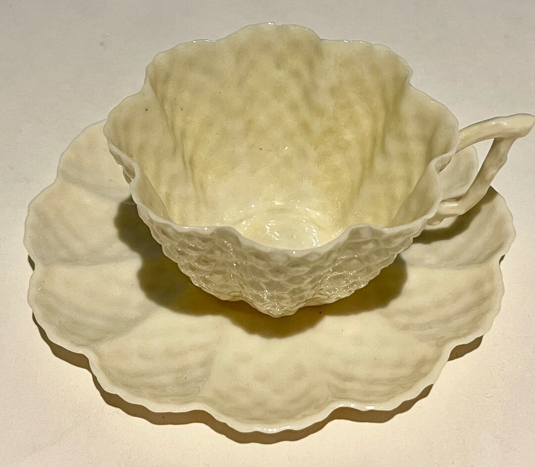 RARE Antique Belleek CONE Teacup and Saucer 2d Black Mark. Ca 1891-1926 ...