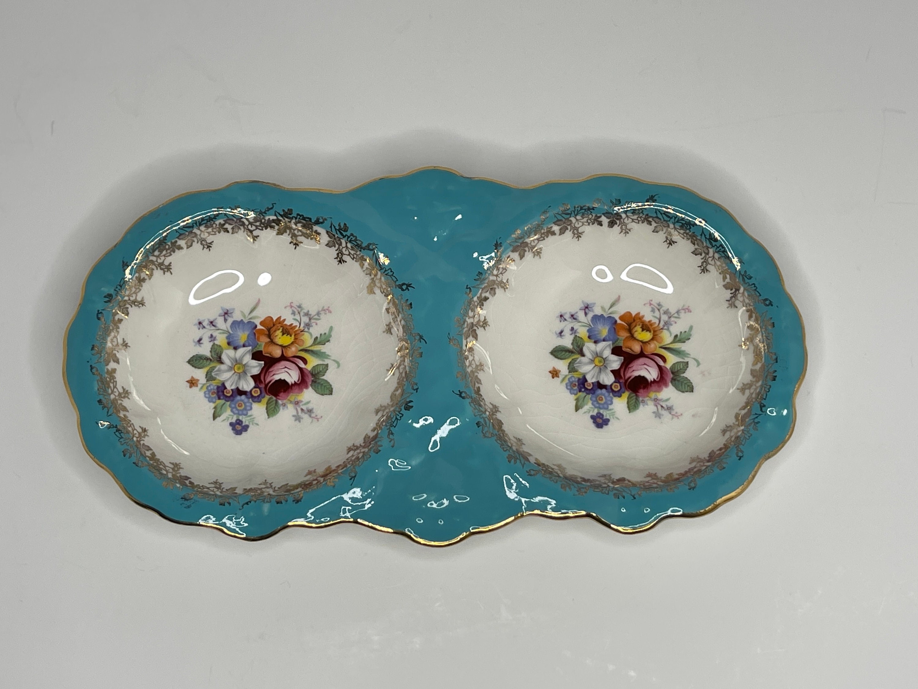 RARE Vintage OLD Foley Turquoise Double Serving Dish. Made in - Etsy