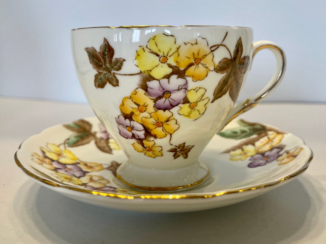 Vintage E.B. Foley Teacup With Matching Saucer. Handpainted - Etsy