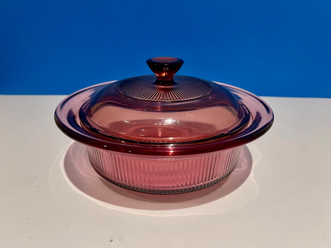 Vintage Pyrex Vision Cranberry Galss Casserole With a Lid. - Etsy
