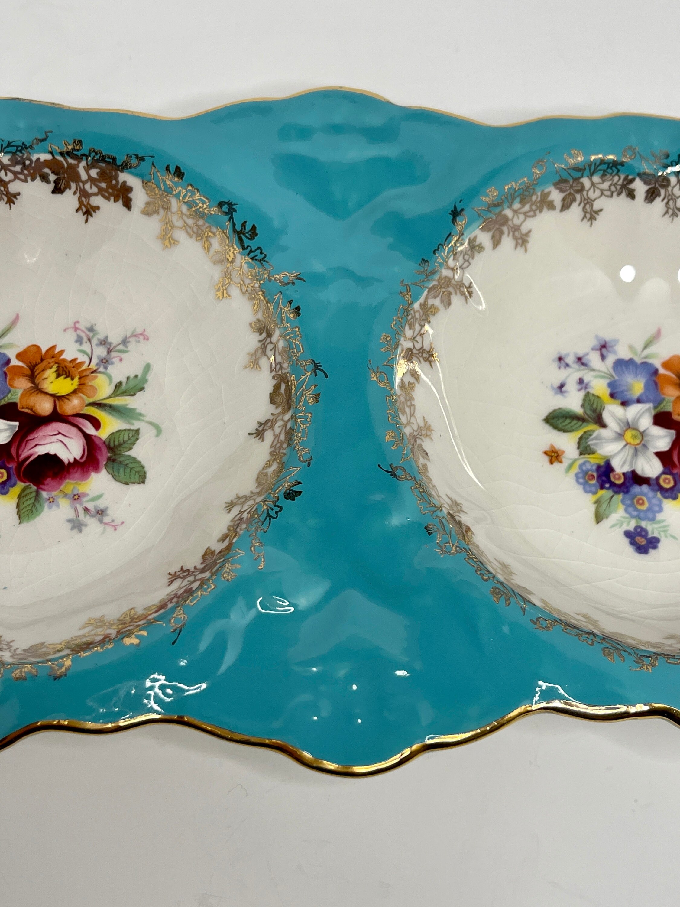 RARE Vintage OLD Foley Turquoise Double Serving Dish. Made in - Etsy