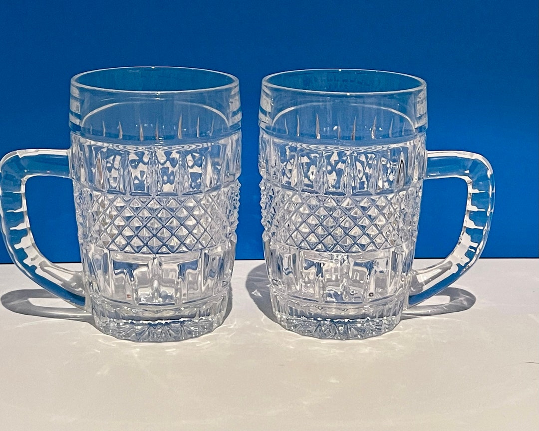 Crystal Beer Mugs With Diamond Pattern, Set of 2 Mugs. - Etsy