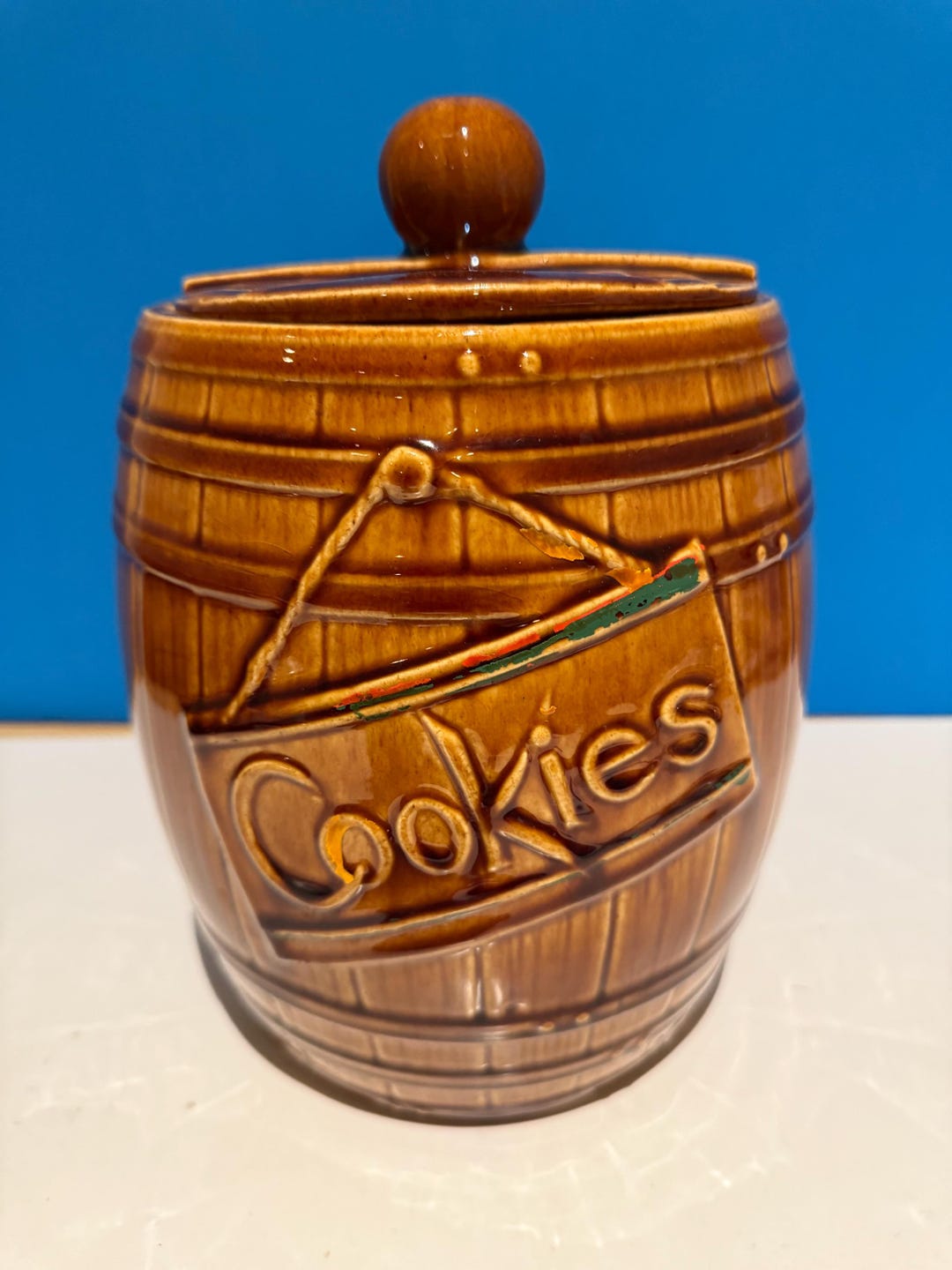 Vintage Barrel Shape Cookie Jar. Made in USA - Etsy