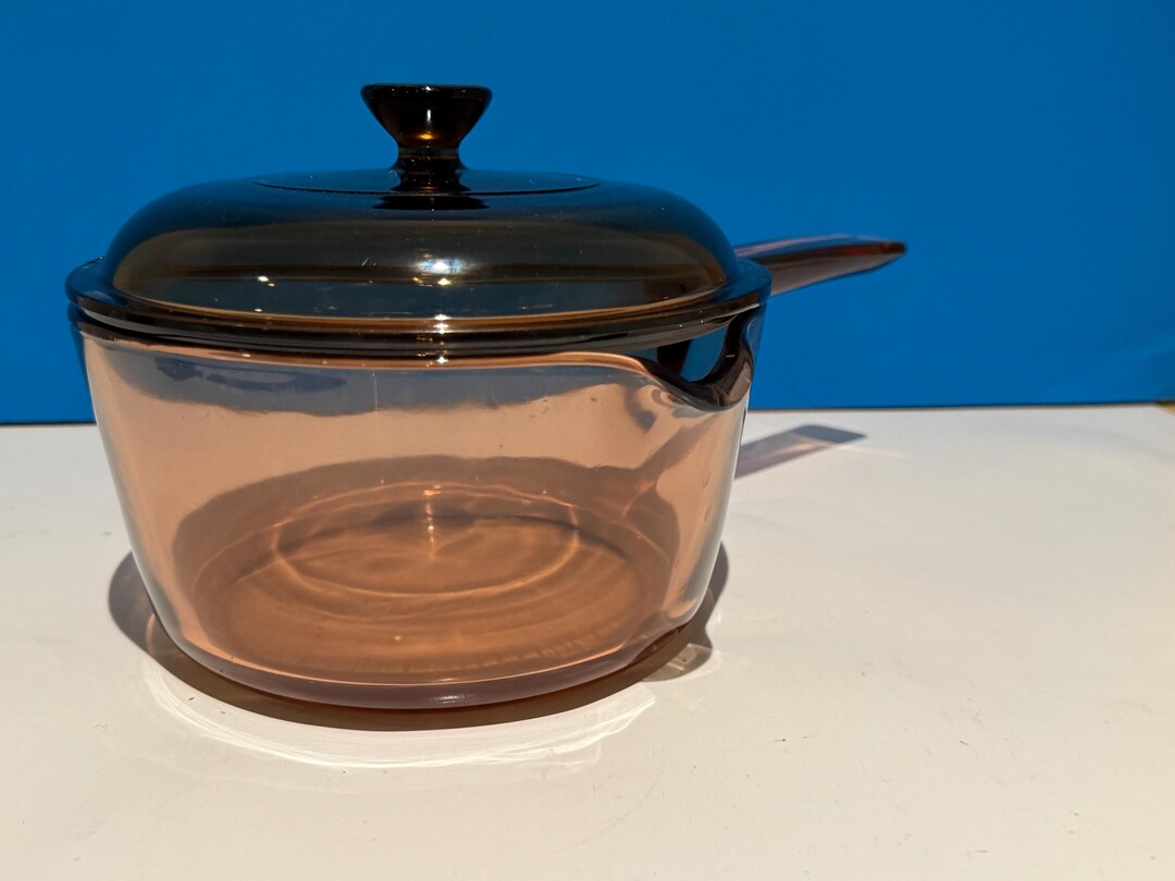 Vintage Vision Amber Glass 1.5 L Pot, Made in France - Etsy