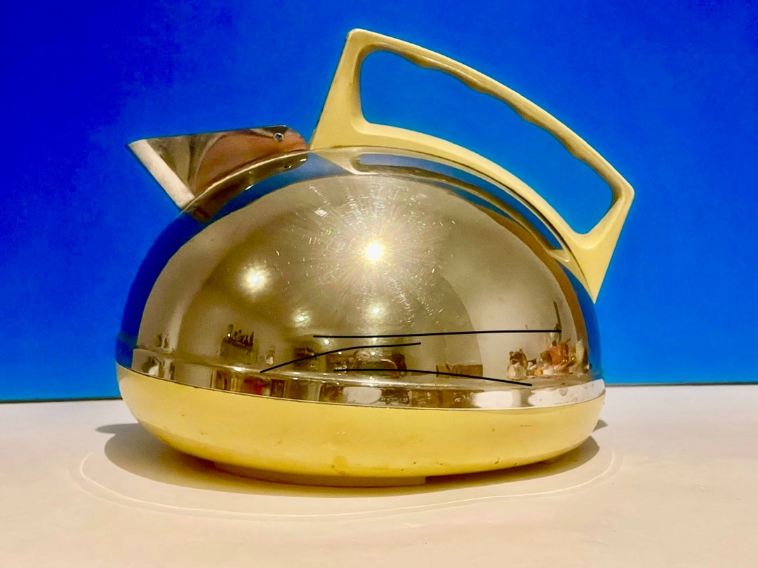 Vintage Mid Century Eaton Viking Electric Chrome Kettle Olive Green ...