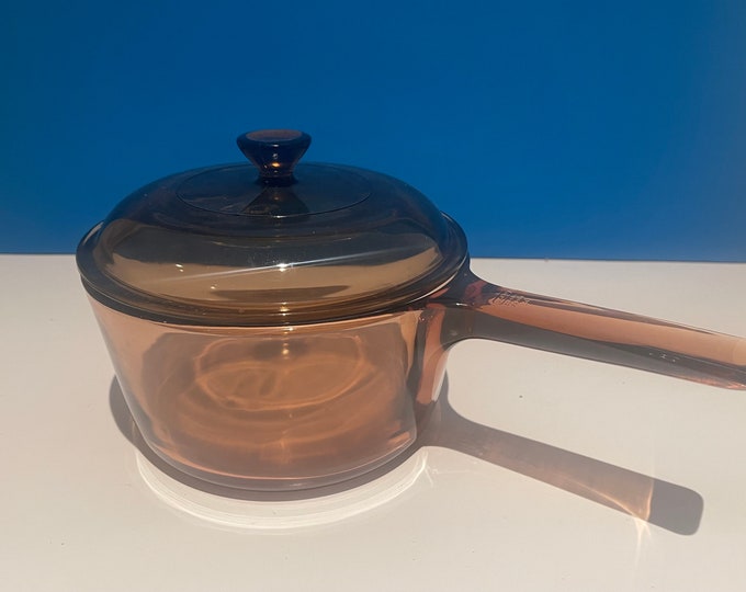Choice of Vintage Amber Vision Corning Pot 1.5 L WITH or WITHOUT a Lid ...