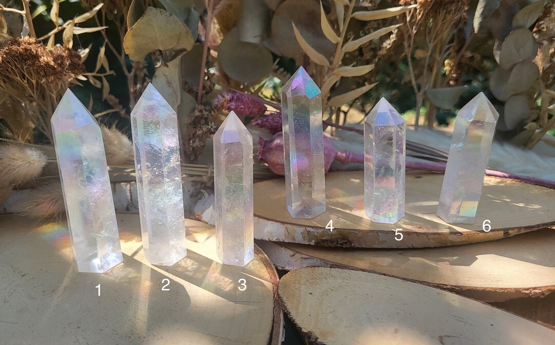 Angel Aura Quartz Tower Obelisk Point Gemstone Rainbow Flatter Point ...