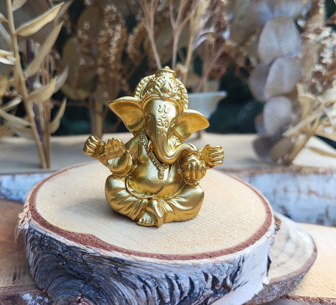 Ganesha Figurine Gold Lord Ganesha Statue - Etsy