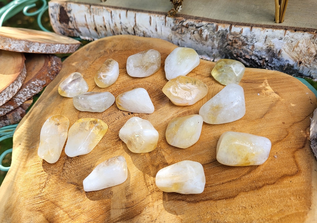 Citrien edelsteen handvleiende trommelsteen - Etsy België