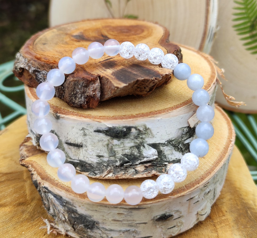 Mom Dad Child Family Bracelet Moonstone Rock Crystal Aquamarine 6 Mm ...