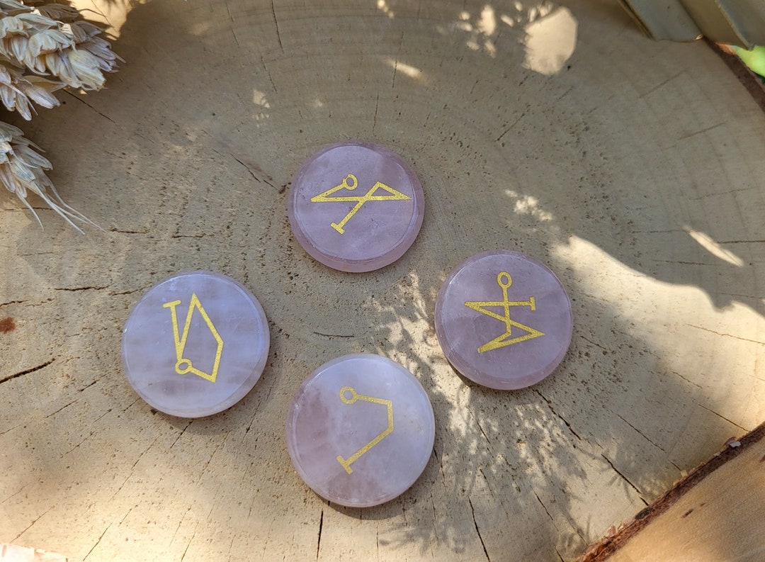 Archangel Symbols Stones Set Rose Quartz Gabriel Uriel Michael Raphael ...