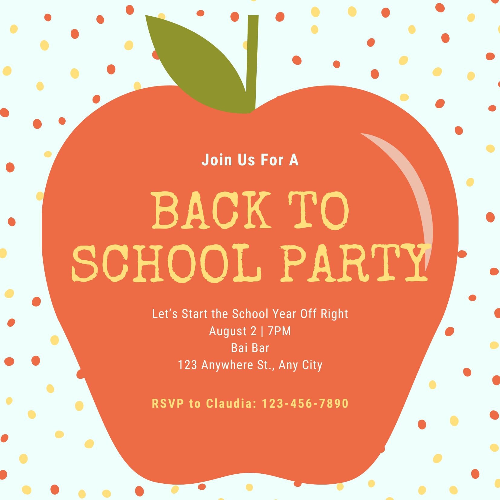 Editable Back to School Party Invitation, Back to School Bash, Back to ...