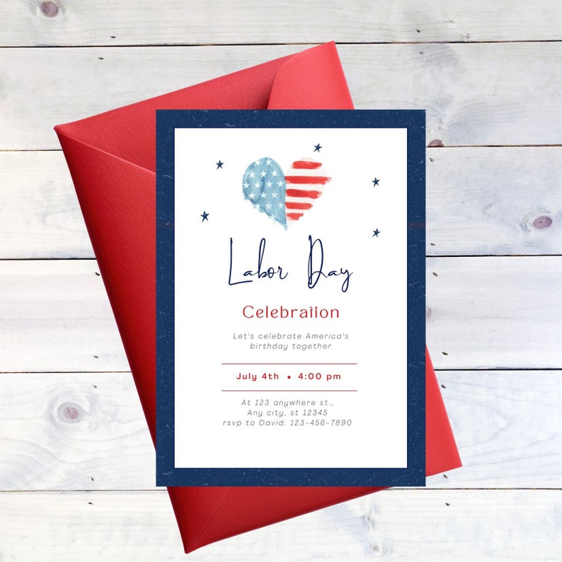 Editable Labor Day Party Invitation, Labor Day Celebration, Labor Day ...