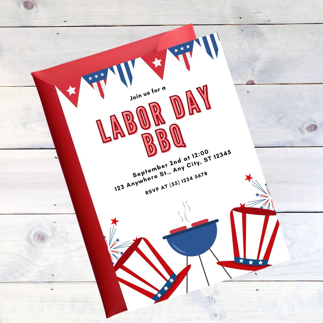 Editable Labor Day BBQ Invitation, Labor Day Invitation, BBQ Invitation ...