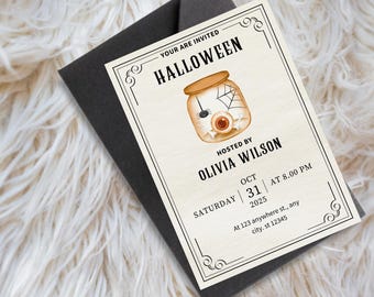 Editable Halloween Party Invitation Template Spooky Customizable ...
