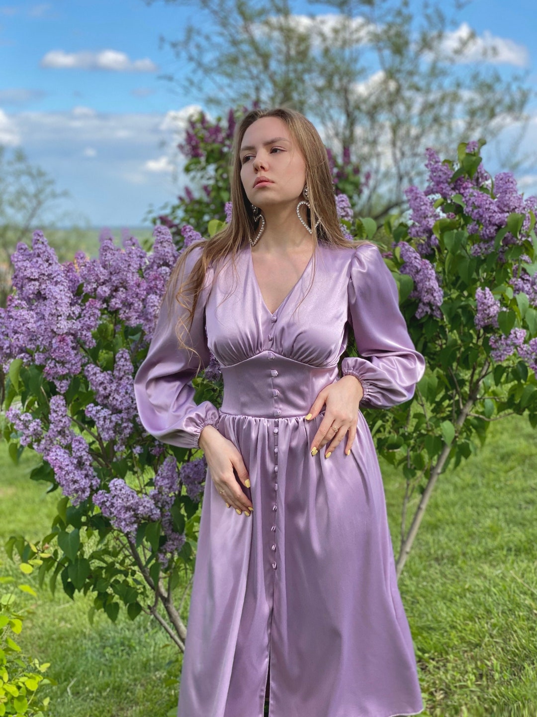 Long Sleeve Maxi Dress, Cottagecore Dress, Renaissance Dress, Fairy ...