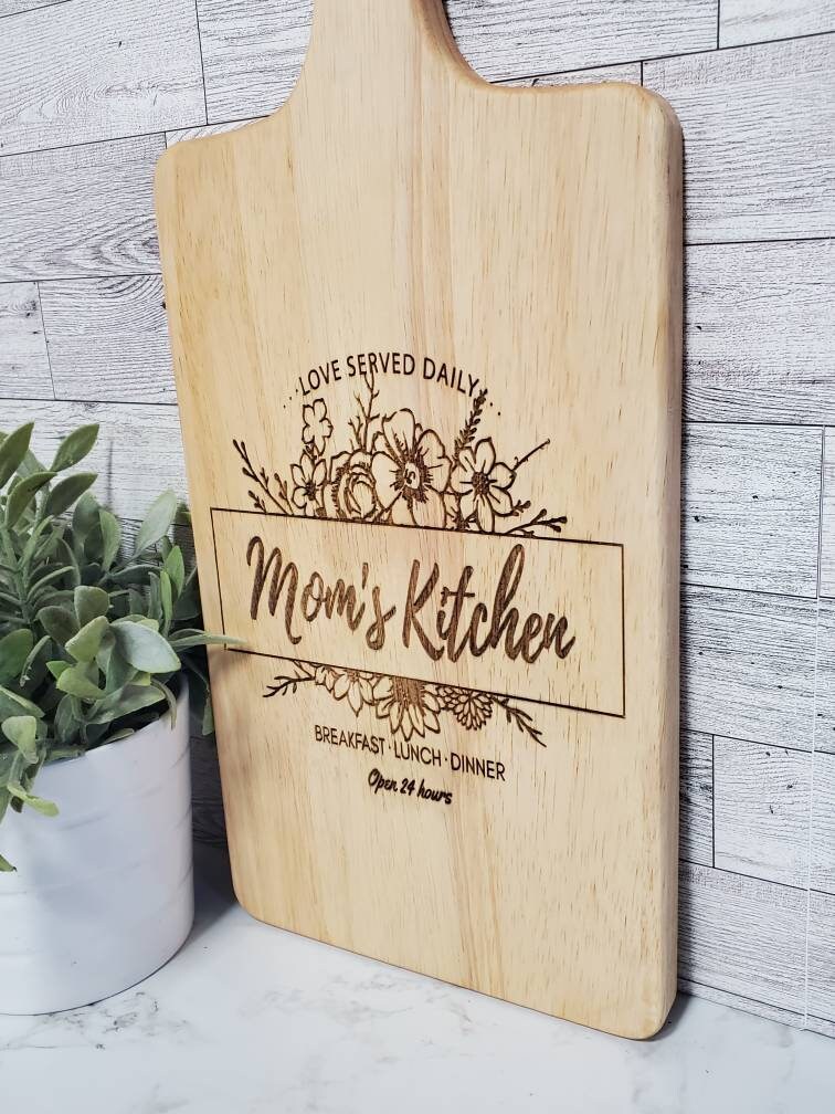 Mom's Kitchen Cutting Board, Mothers Day Gift, Floral Cutting Board ...