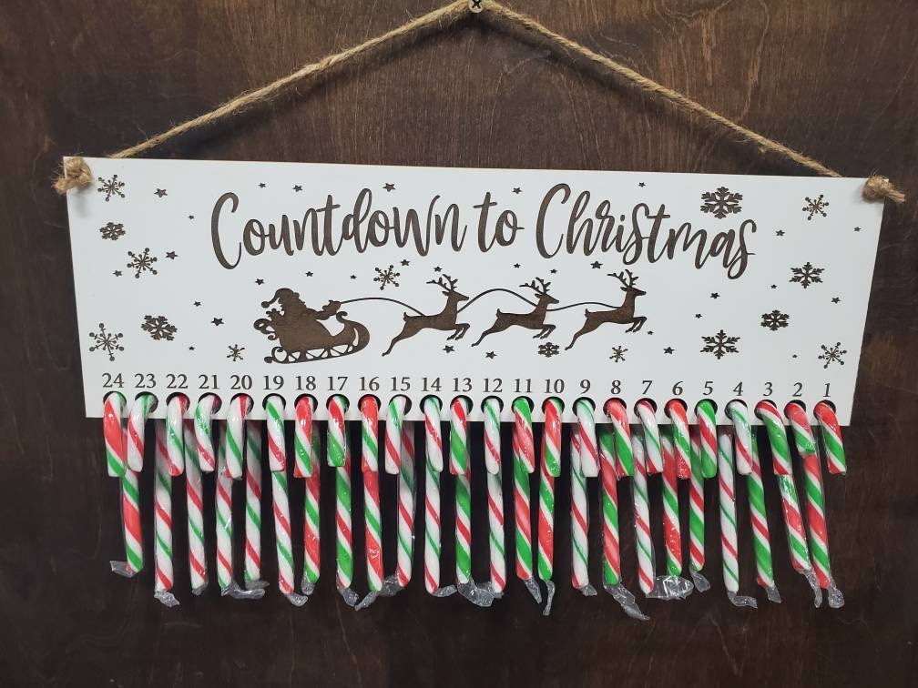 Christmas Countdown Candy Cane Advent Calendar Days Till - Etsy