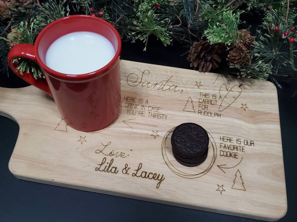 Personalized Santa Cookie Board Milk and Cookies Board - Etsy